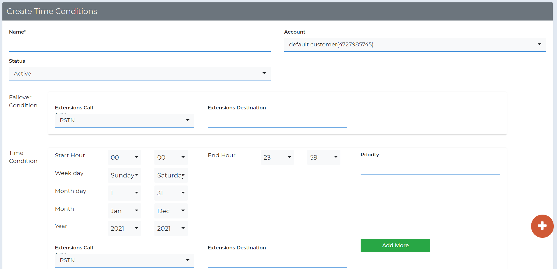 Set up time conditions in YourSipCloud - Qupra Wholesale
